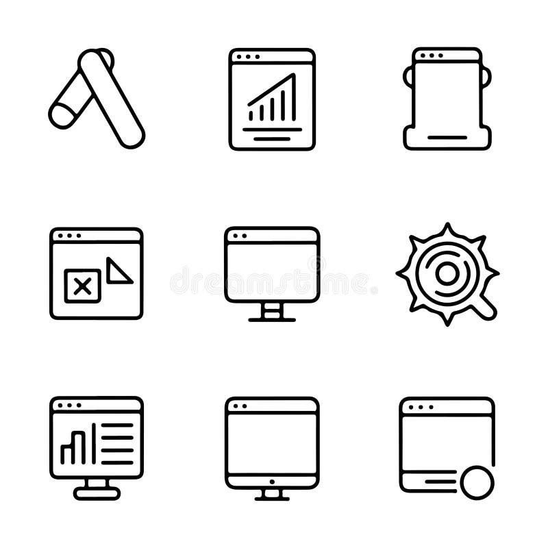 Advertising and PPC Icons. Simple Line Icons Representing Digital ...