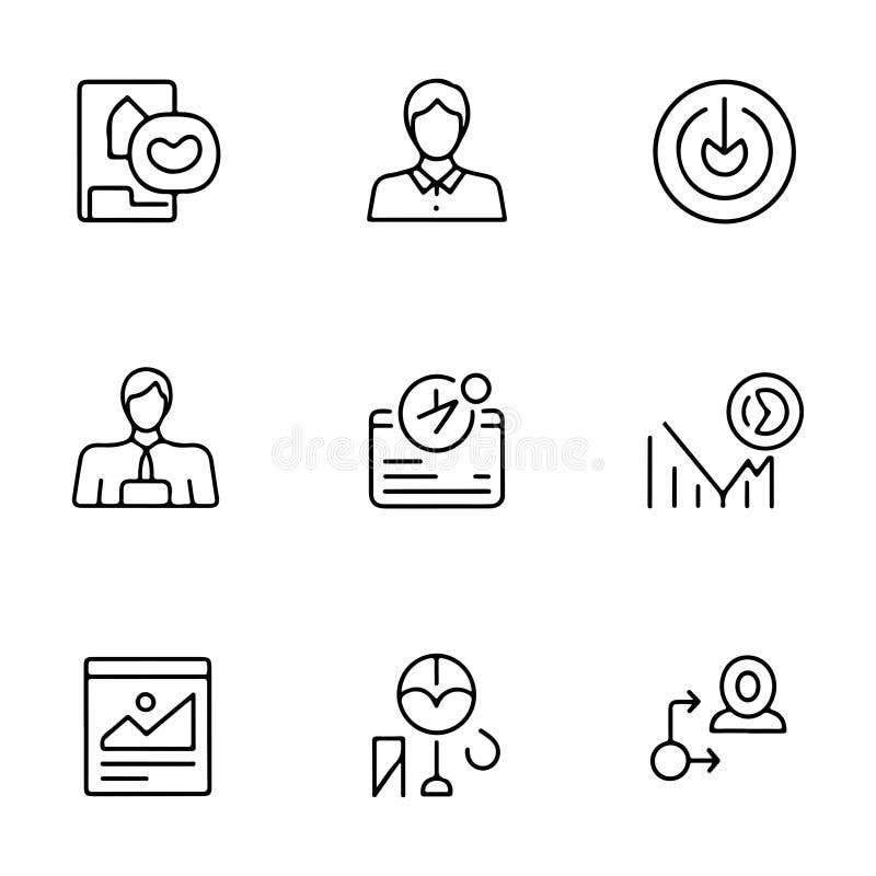 Branding and Strategy Icons. Simple Line Icons Representing Business ...