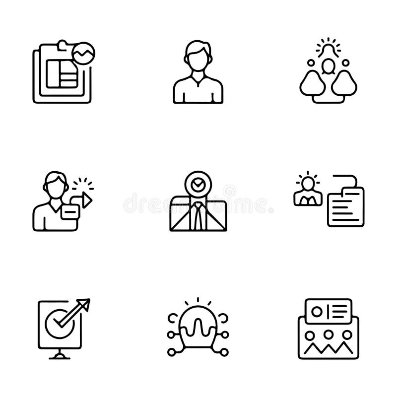 Branding and Strategy Icons. Simple Line Icons Representing Business ...