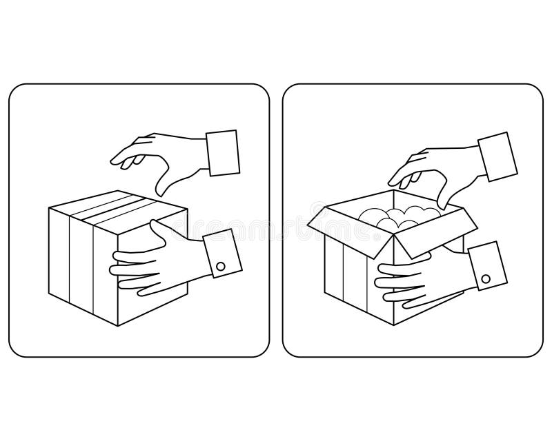 Process Unpacking a Box with a Purchase, Hands Open a Cardboard Box ...