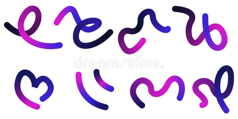 Abstract Elegant Gradient Line Wave Element Design Set. Creative Art ...