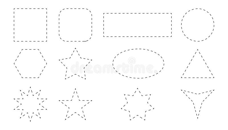 Black Dashed Frame Collection. Dash Outline Border Set Stock Vector ...