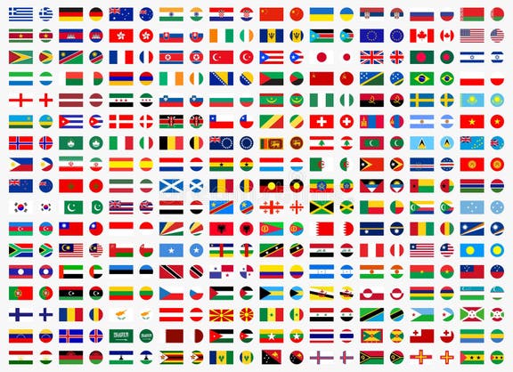 All Countries Flag Set. National Flags in Circle Shape. National Flags ...