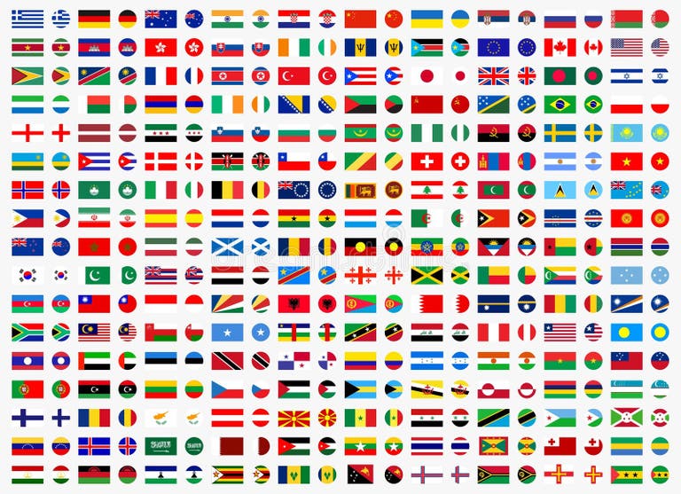 All Countries Flag Set. National Flags in Circle Shape. National Flags ...