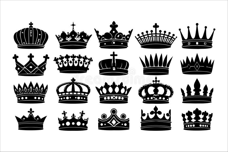 Vector Set of Vintage Royal Crown Icons Stock Vector - Illustration of ...
