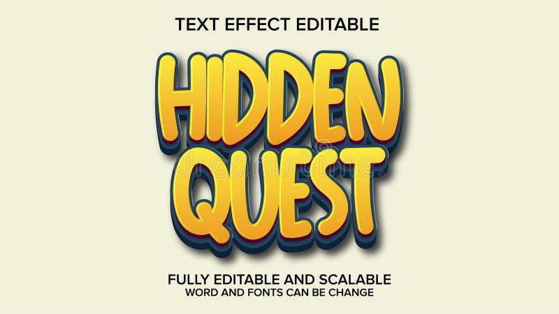 3d Text Effect Hidden Quest Vector Editable Stock Illustration ...