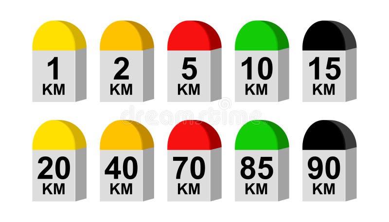 3d Destination Mile Stone. Set of Road Side Distance Detail 1 To 90 ...