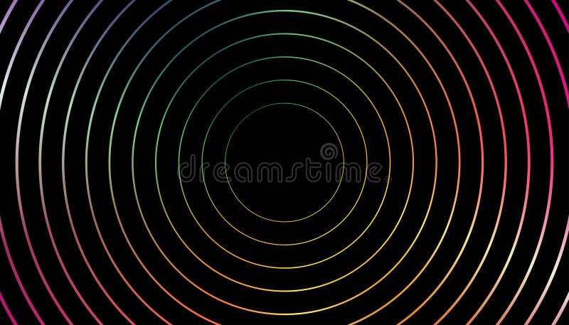 Spreading Circles on Dark Background. Colorful Expanding Circles from ...