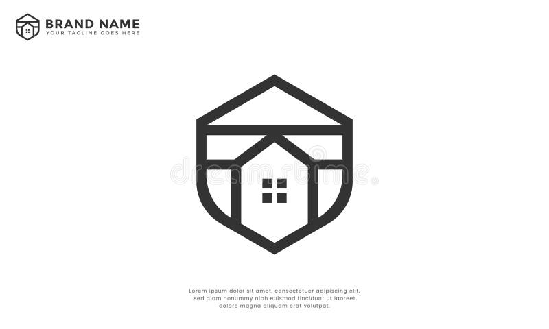 Shield House Modern Line Logo Stock Illustration - Illustration of concept, architecture: 373978769