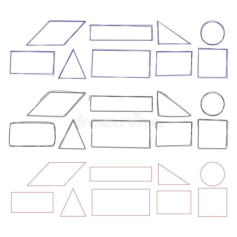 Circles Squares Set. Different Type of Hand Drawn Circle, Triangle and ...