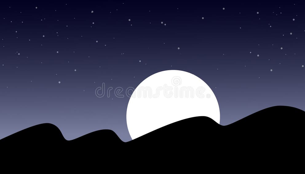 Realistic Half Moon and Starry Night Sky Background. Countryside Scene ...