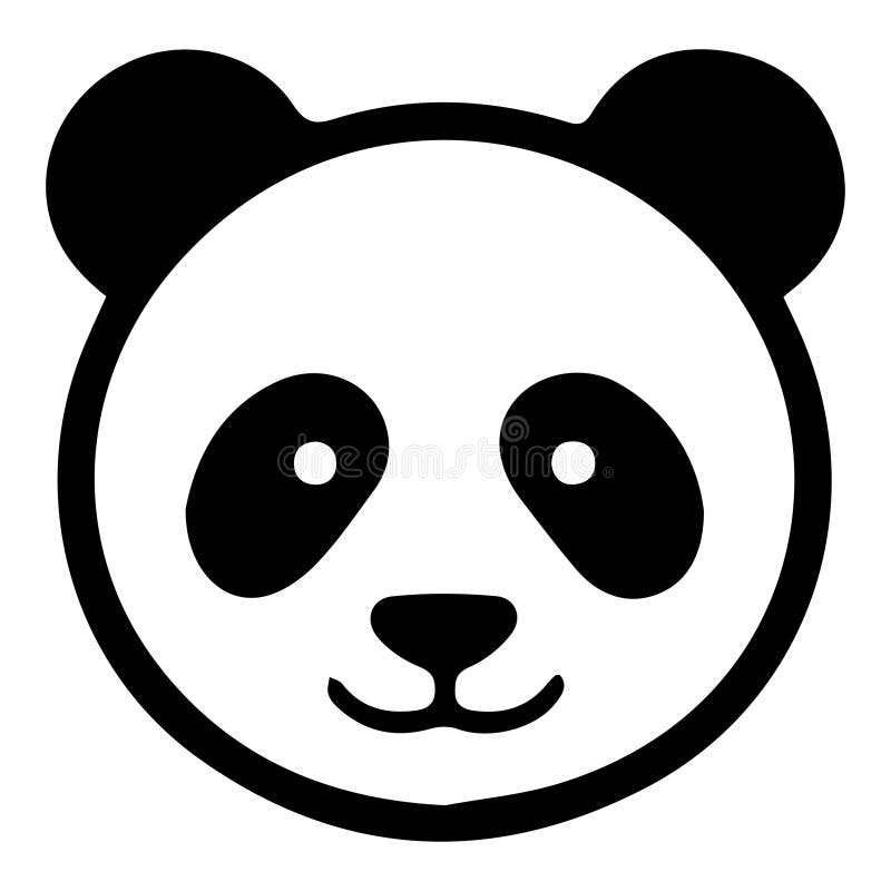 Cute Panda Icon. Stylized Illustration of a Panda Face with Bold Black ...