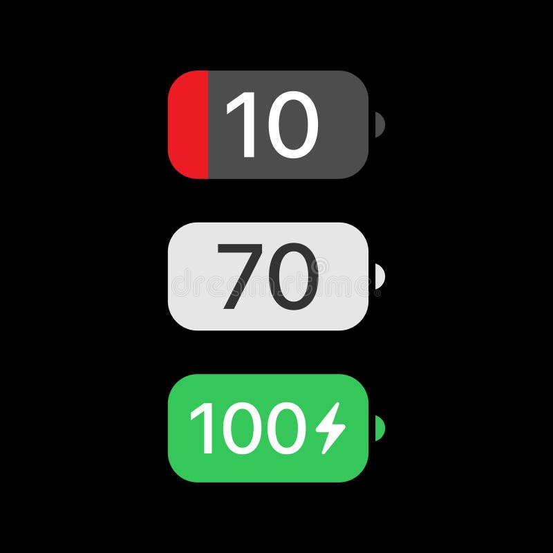 Battery Icon on Black Background. Full Charge Battery Icon Vector ...