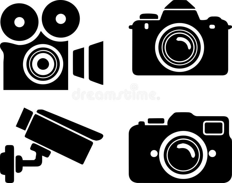 A Unique Set of Different Camera Logos in Vector Silhouette Style ...