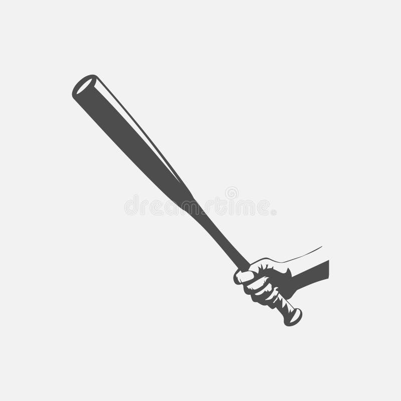 Baseball Bat Icon with Hand Stock Vector - Illustration of vector ...