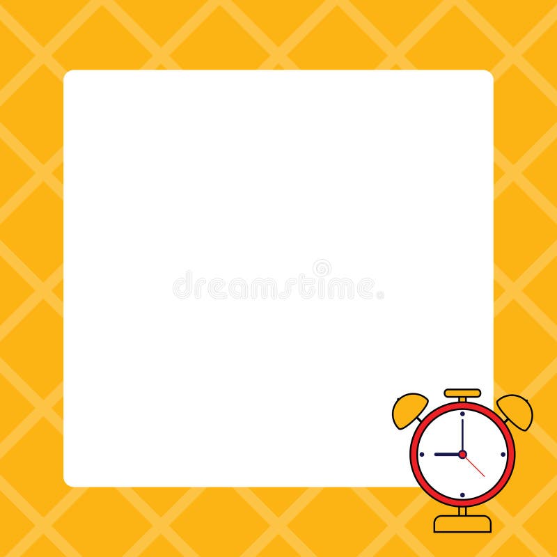 Yellow Template for Your Text. Notepad with Clock. Label, Sticker ...