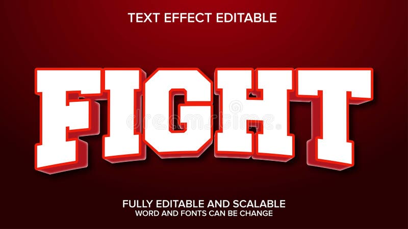 3d Text Effect Fight Vector Editable Stock Illustration - Illustration ...