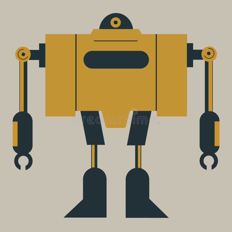 Geometric Illustration of a Robot Featuring a Rectangular Yellow Body ...