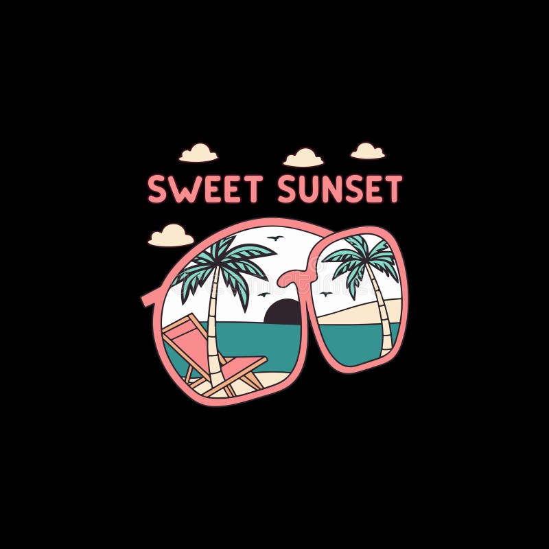 Sweet Sunset – Dreamy Vector Horizon Artwork Stock Vector ...