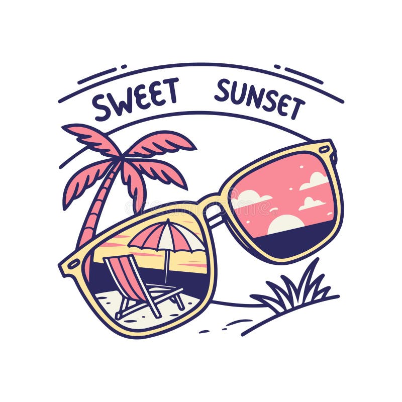 Sweet Sunset – Serene & Dreamy Vector Landscape Stock Vector ...