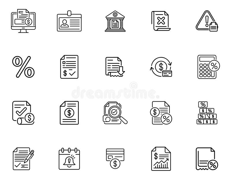 20 Tax and Refund Icons Set. Stock Vector - Illustration of income ...