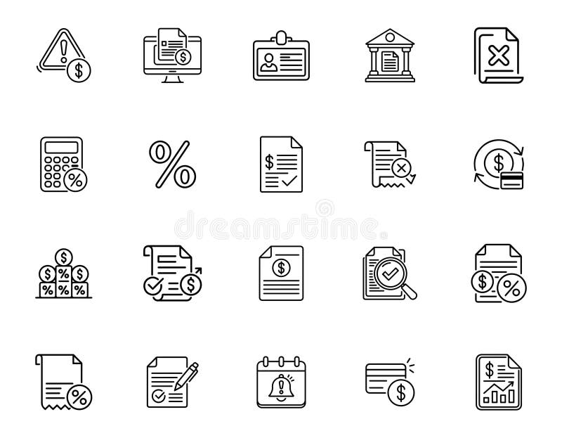 20 Tax and Refund Icons Set. Stock Vector - Illustration of software ...