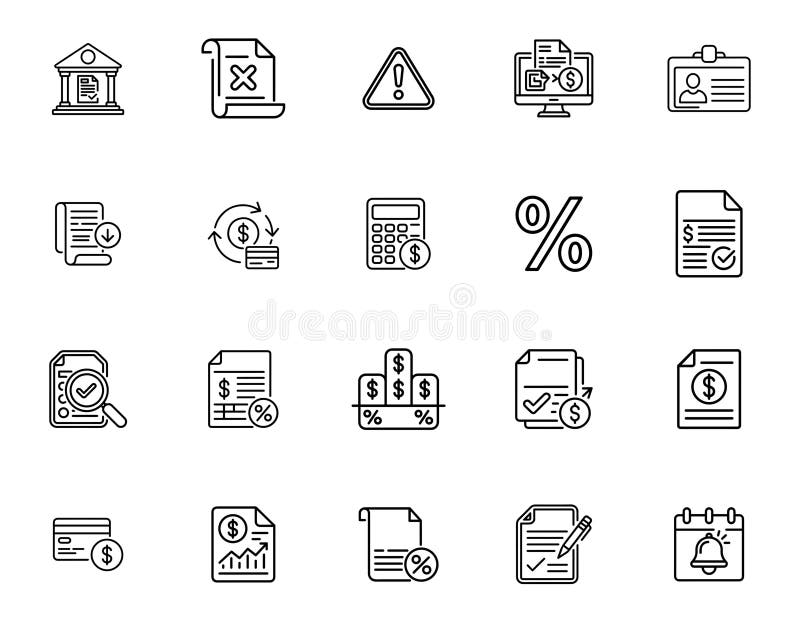 20 Tax and Refund Icons Set. Stock Vector - Illustration of report ...