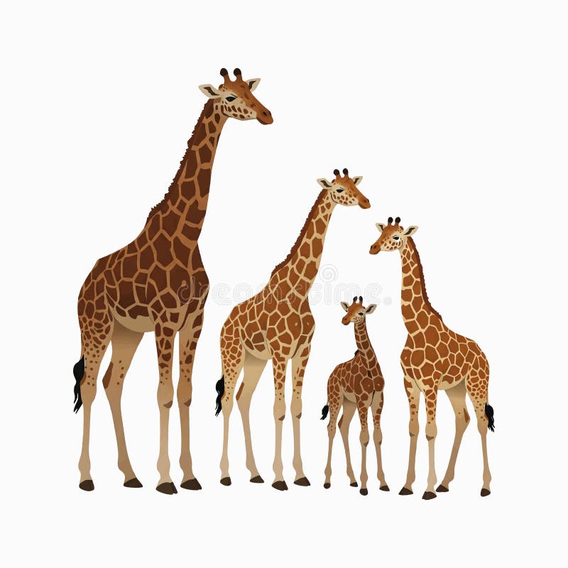 Giraffe Family Standing Together Illustration Stock Vector ...
