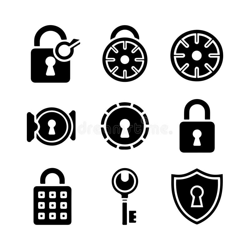 Secure and Stylish Vector Silhouette Lock Icons Stock Vector ...