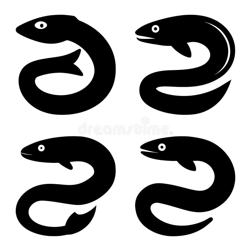Four Silhouettes Eels Design Stock Illustration - Illustration of ...