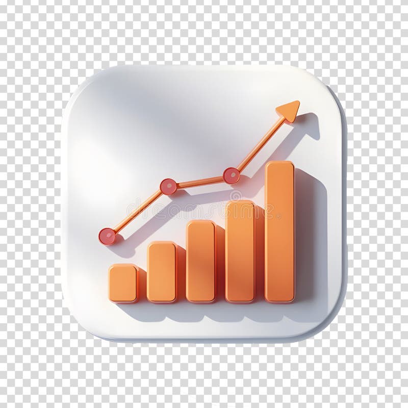 3D Business Analytics Icon – Colorful Bar and Line Chart on Transparent ...