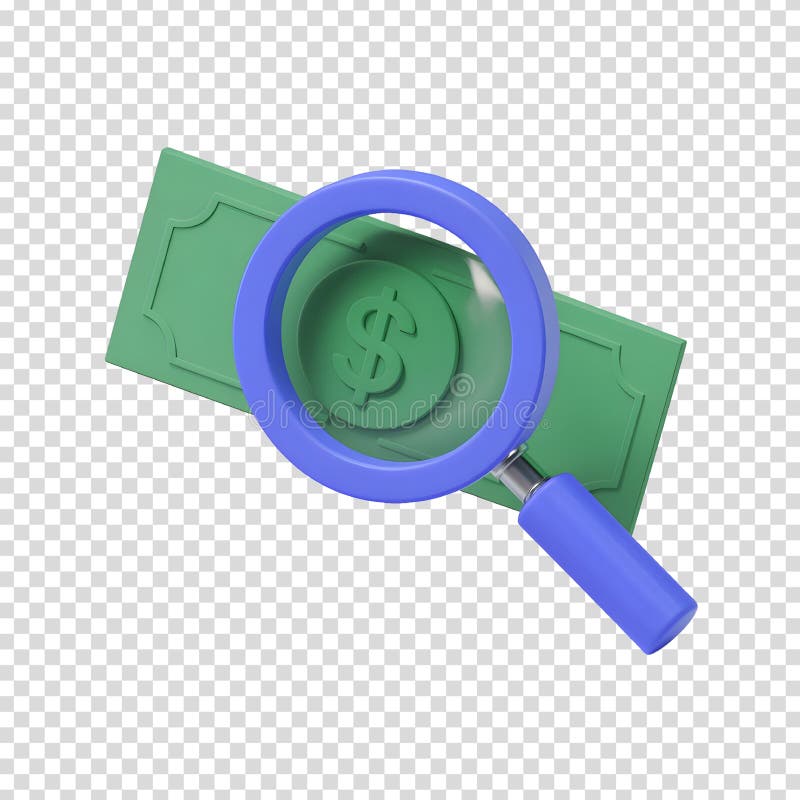 3D Money Search Icon PNG – Magnifying Glass on Dollar Bill for Finance ...