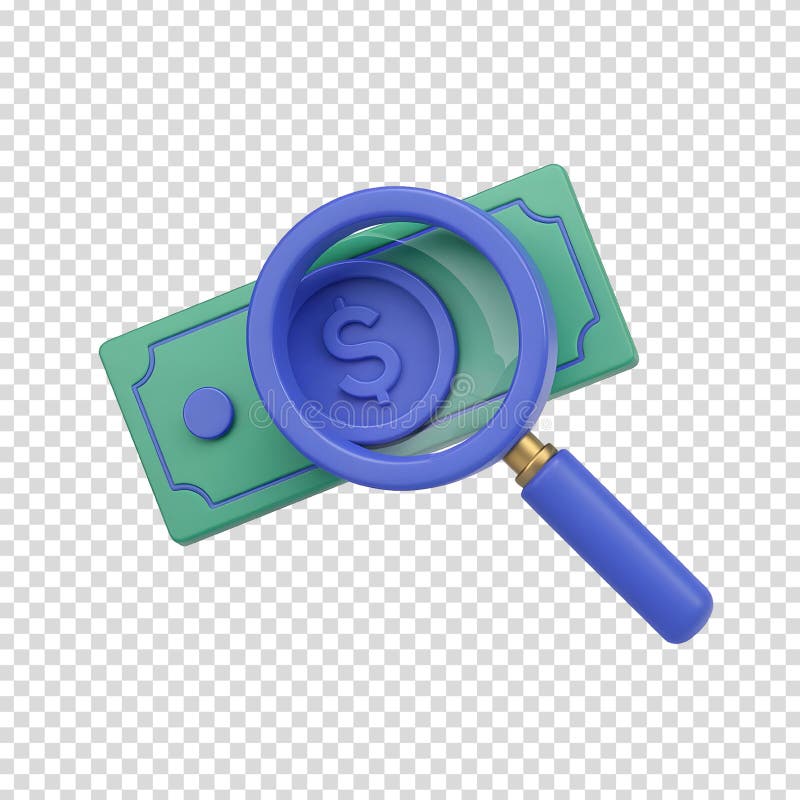 3D Money Search Icon PNG – Magnifying Glass on Dollar Bill for Finance ...