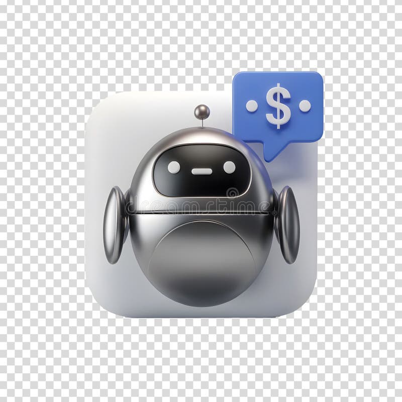 3D Robot Finance Assistant Icon PNG – AI Bot with Dollar Sign for ...