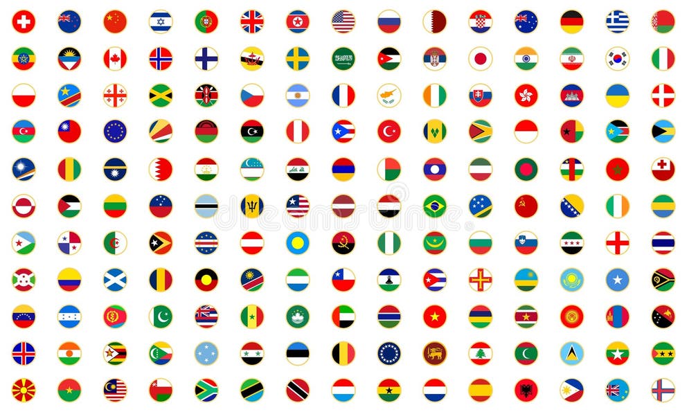 All Countries Flag Set. National Flags in Circle Shape. National Flags ...