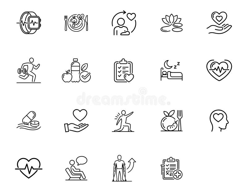 19 Patient Care and Wellness Icons Set. Stock Illustration ...
