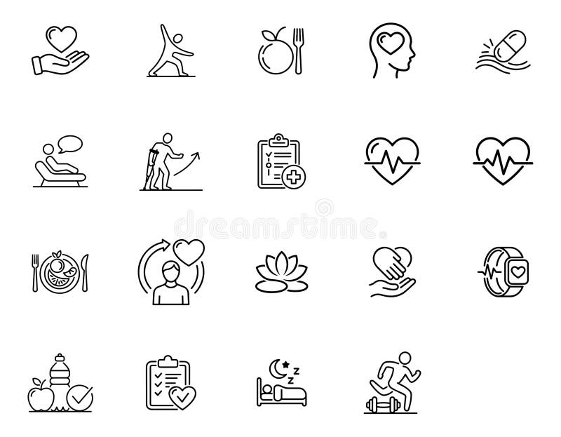 19 Patient Care and Wellness Icons Set. Stock Illustration ...