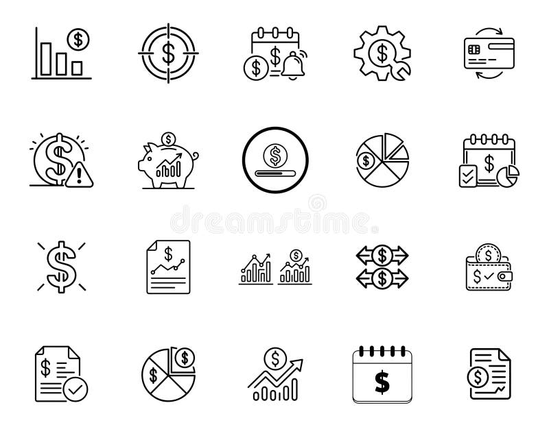 20 Budgeting and Expense Tracking Icons Set. Stock Illustration ...