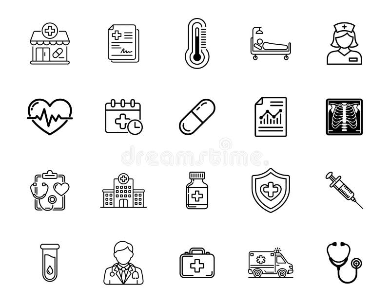 20 Healthcare Icons set. stock illustration. Illustration of healthcare ...