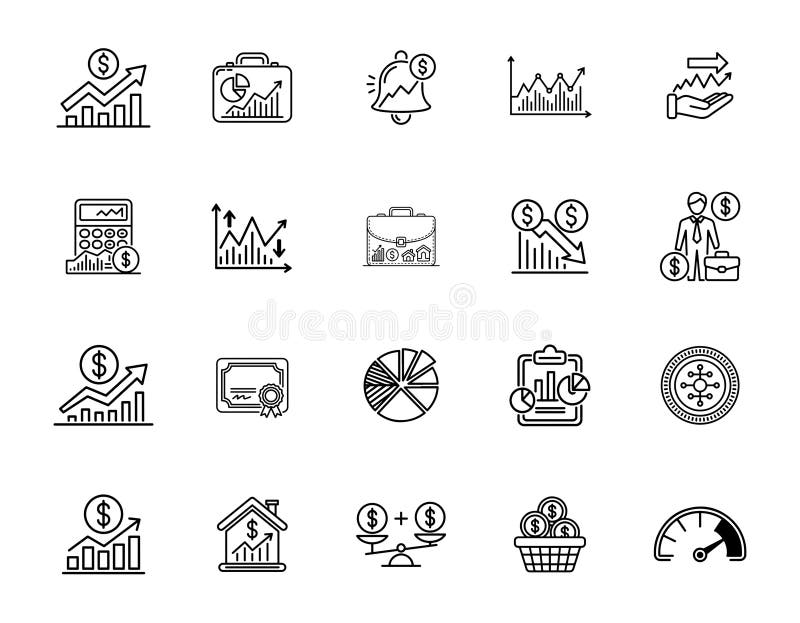 20 Investment and Portfolio Icons Set. Stock Vector - Illustration of ...