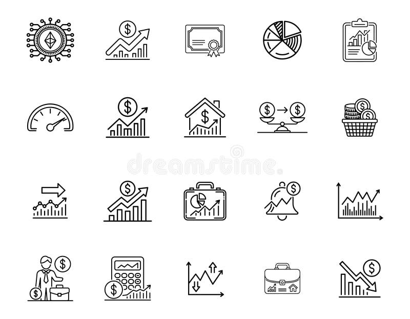 20 Investment and Portfolio Icons Set. Stock Vector - Illustration of ...