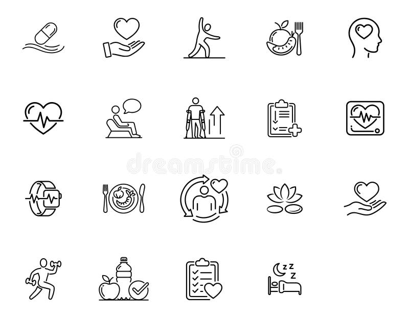 19 Patient Care and Wellness Icons Set. Stock Illustration ...