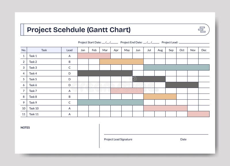 Project Schedule Year Chart, Overview Planning Timeline Vector Diagram ...