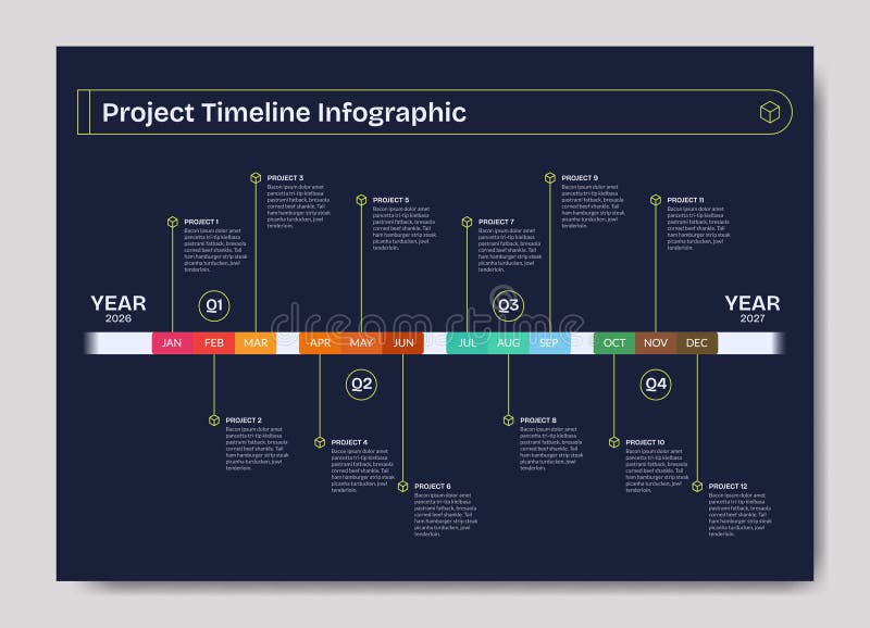 Project Timeline Infographic Template. 1 Year Planning Using Roadmap ...