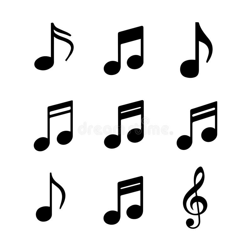 Black Music Note Vector Symbols Pack Stock Illustration - Illustration ...