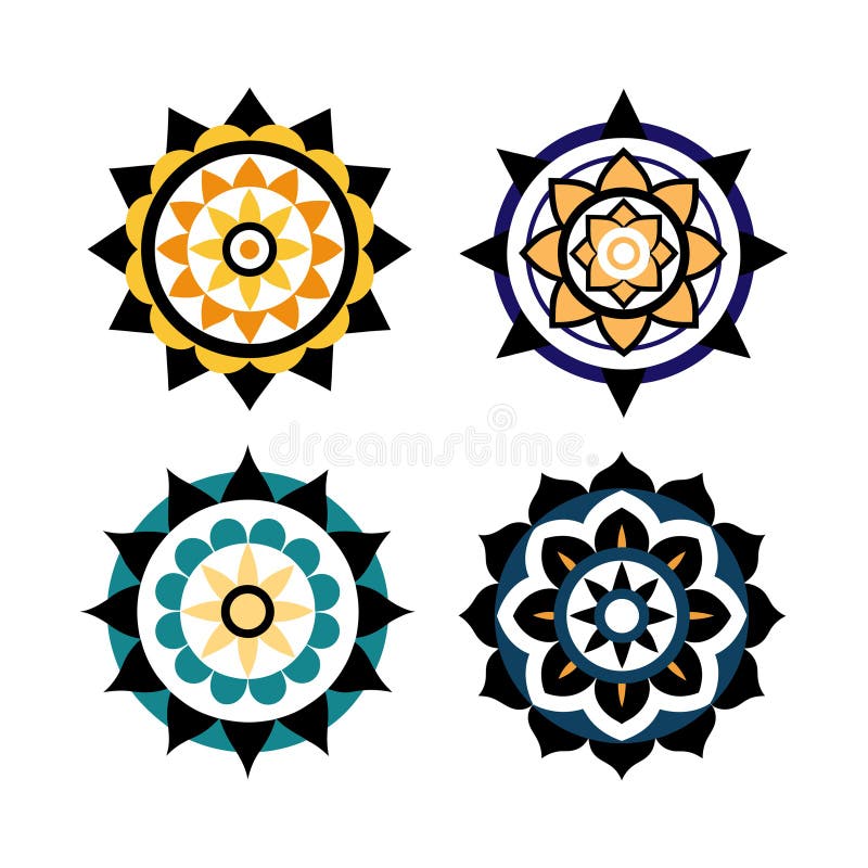 Vector Set of Traditional Mandala Pattern Design Set Stock Illustration ...
