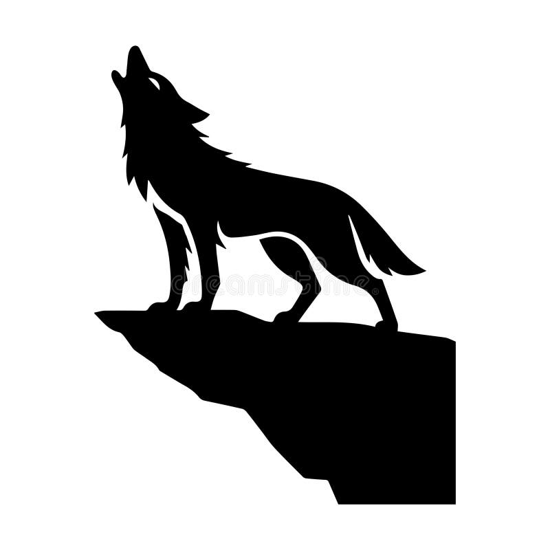 A Bold Black Vector Silhouette of a Wolf Howling, Side Profile Stock ...