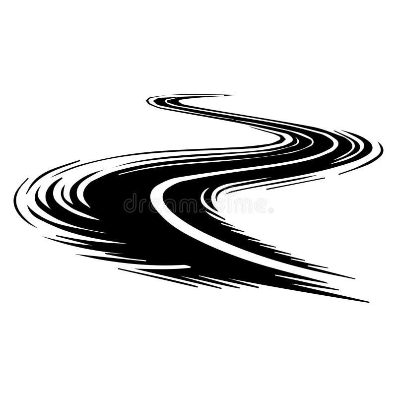 A Curving, Stylized Road Design in Black and White, Featuring Dynamic ...