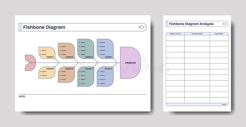Fishbone Diagram and Analysis Template Stock Vector - Illustration of ...