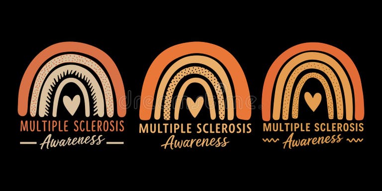 Multiple Sclerosis Awareness T-Shirt - Bold Rainbow Heart Design Stock ...